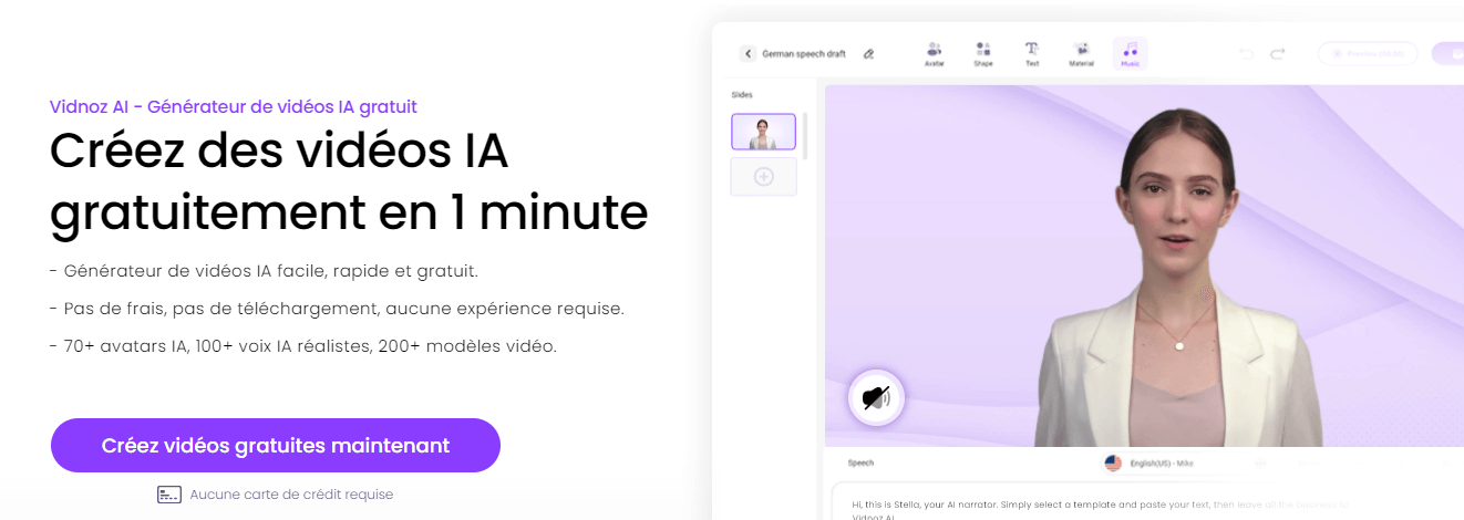 Avis sur Vidnoz AI, meilleur logiciel de vidéos IA en 2024
